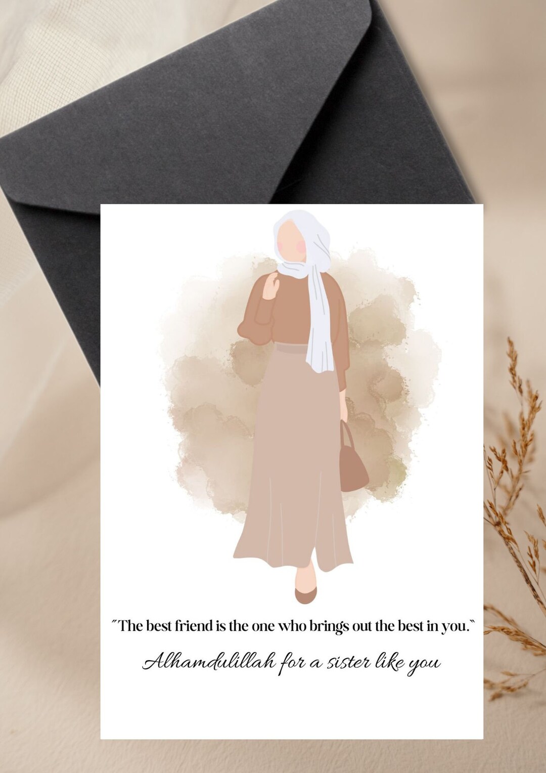 Hijab Women Card, Islamic Greeting Card, Hijab Gift, Islamic Gifts ...