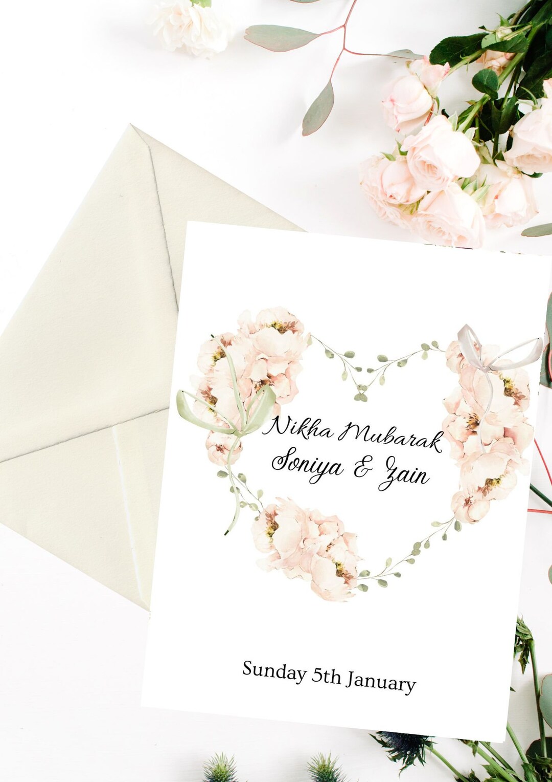 Personalised Muslim Nikkah Mubarak Card, Nikah Card Islamic Wedding ...