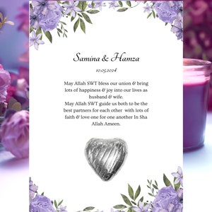 Personalised Islamic Chocolate Heart Wedding Favour, Islamic Dua Card ...