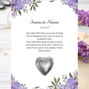 Personalised Islamic Chocolate Heart Wedding Favour, Islamic Dua Card ...
