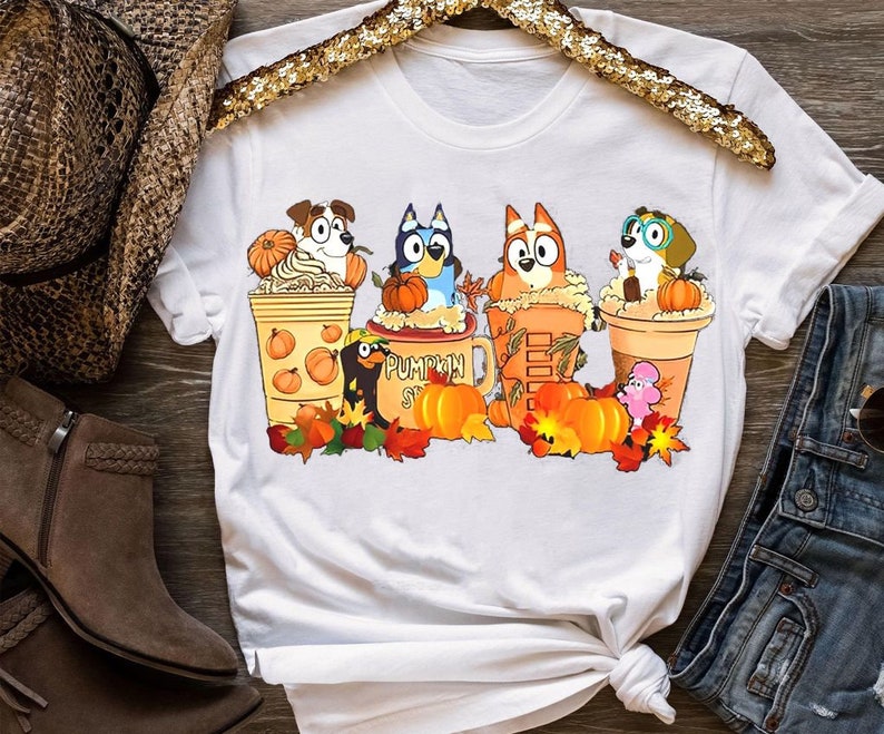 Bluey Autumn Coffee Shirt Bluey Fall Season T-shirt Bluey - Etsy