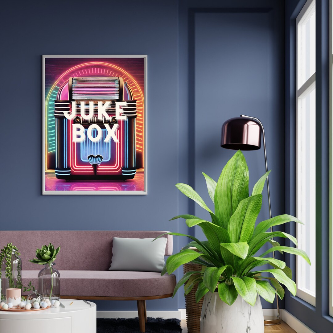 DIGITAL PRINT DIGITAL PRINT | Neon Jukebox Retro Poster | Digital Image for Download | Retro ...