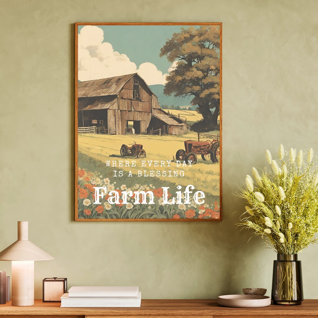 Vintage Picture Old Farm Wall Decoration Art Poster Vintage Style ...
