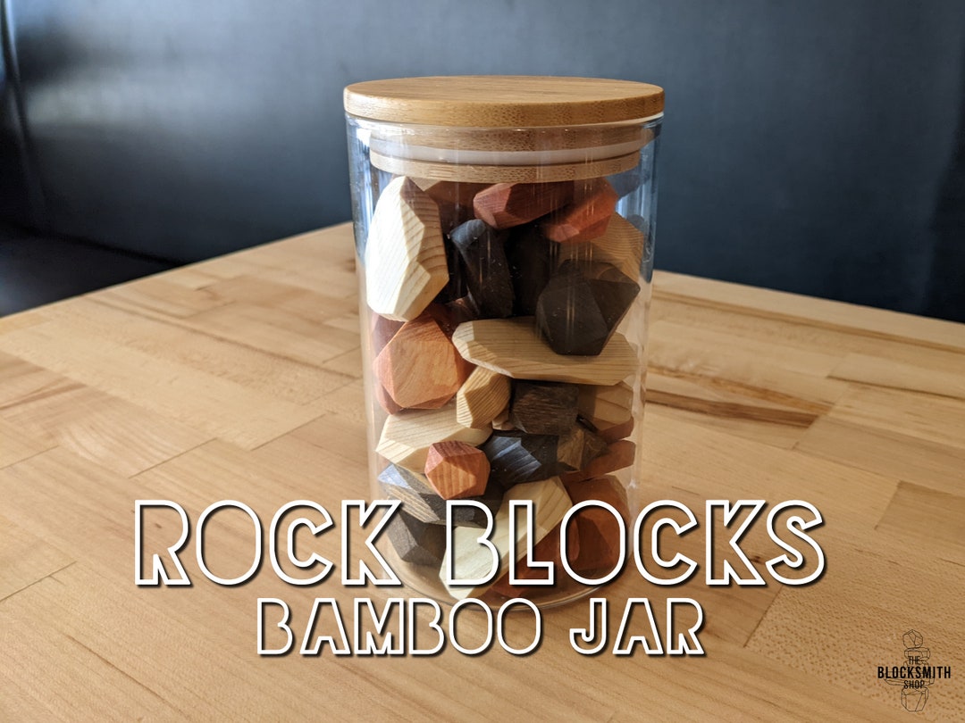 Wooden Stacking Stones: Rock Blocks Game With Bamboo Jar - Etsy