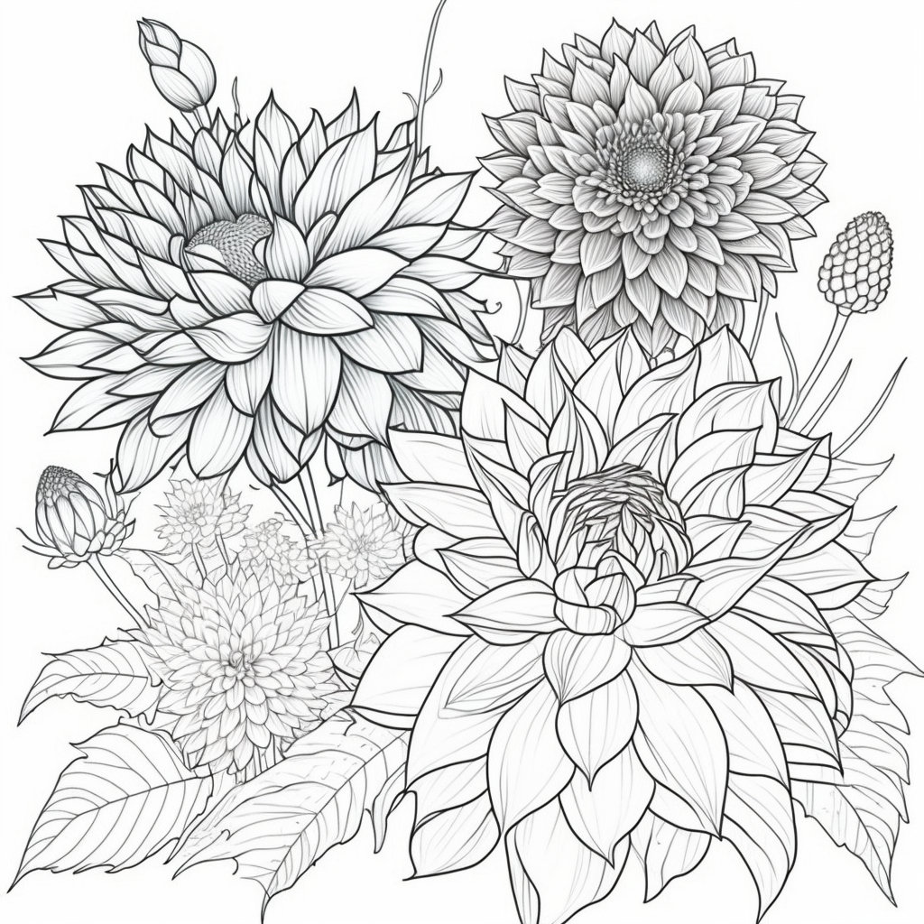 Flower Coloring Pages - Etsy