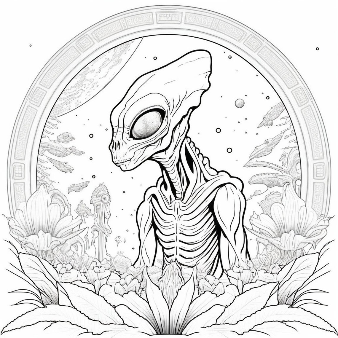 Alien Coloring Pages - Etsy