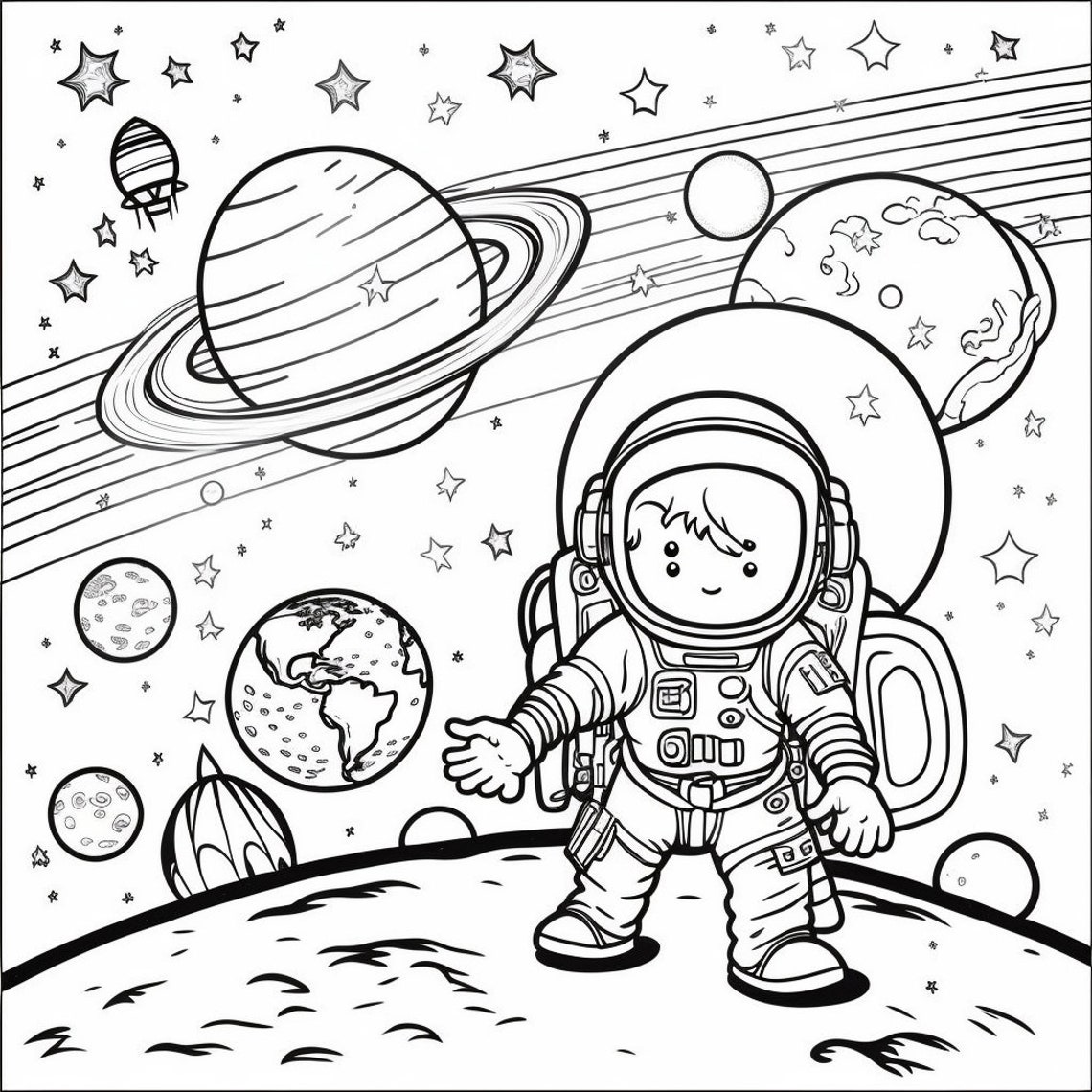 Kids Space Coloring Pages - Etsy