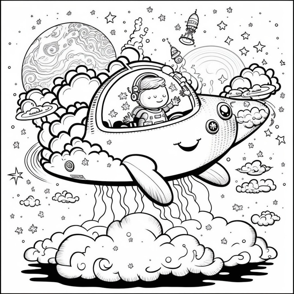 Kids Space Coloring Pages - Etsy