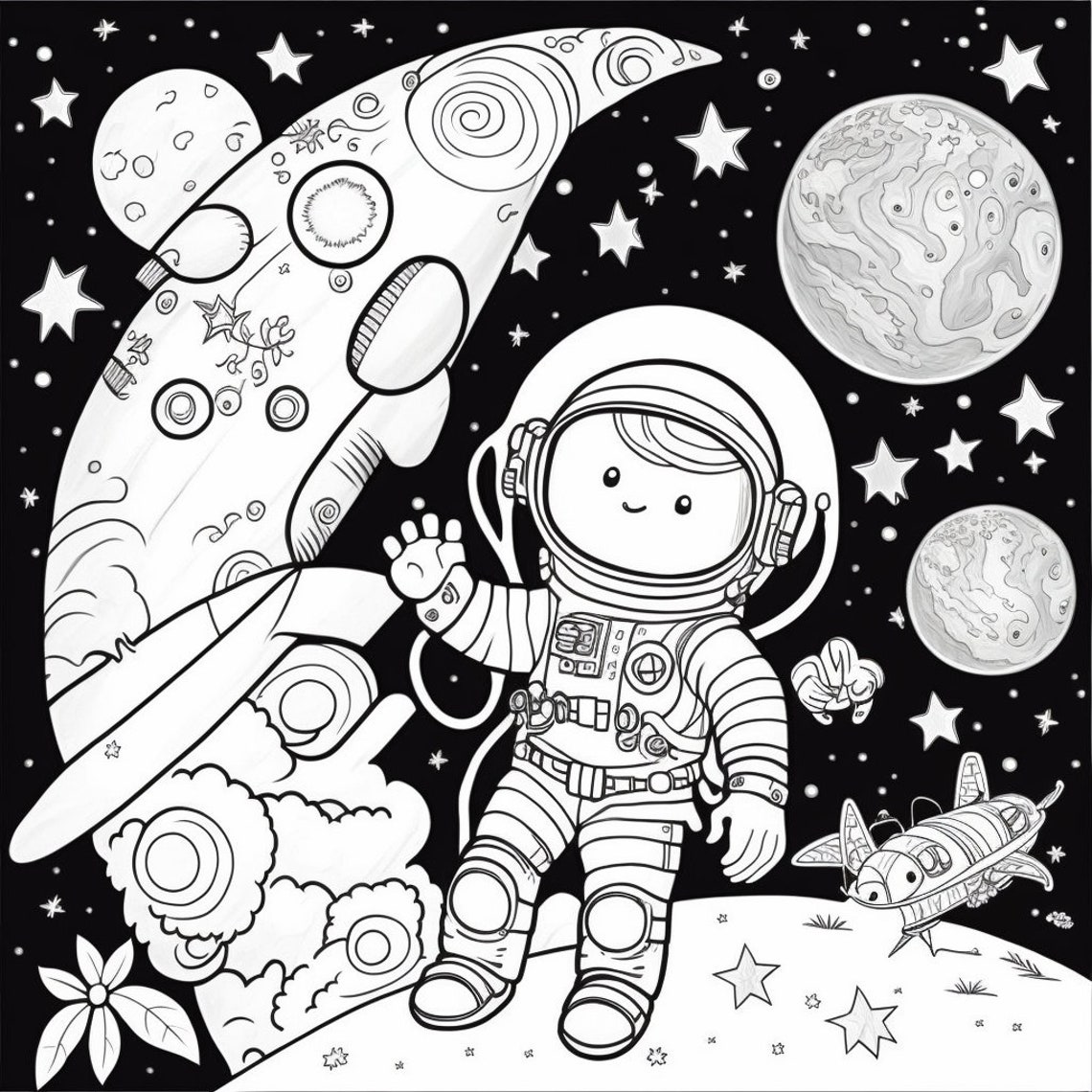Kids Space Coloring Pages - Etsy