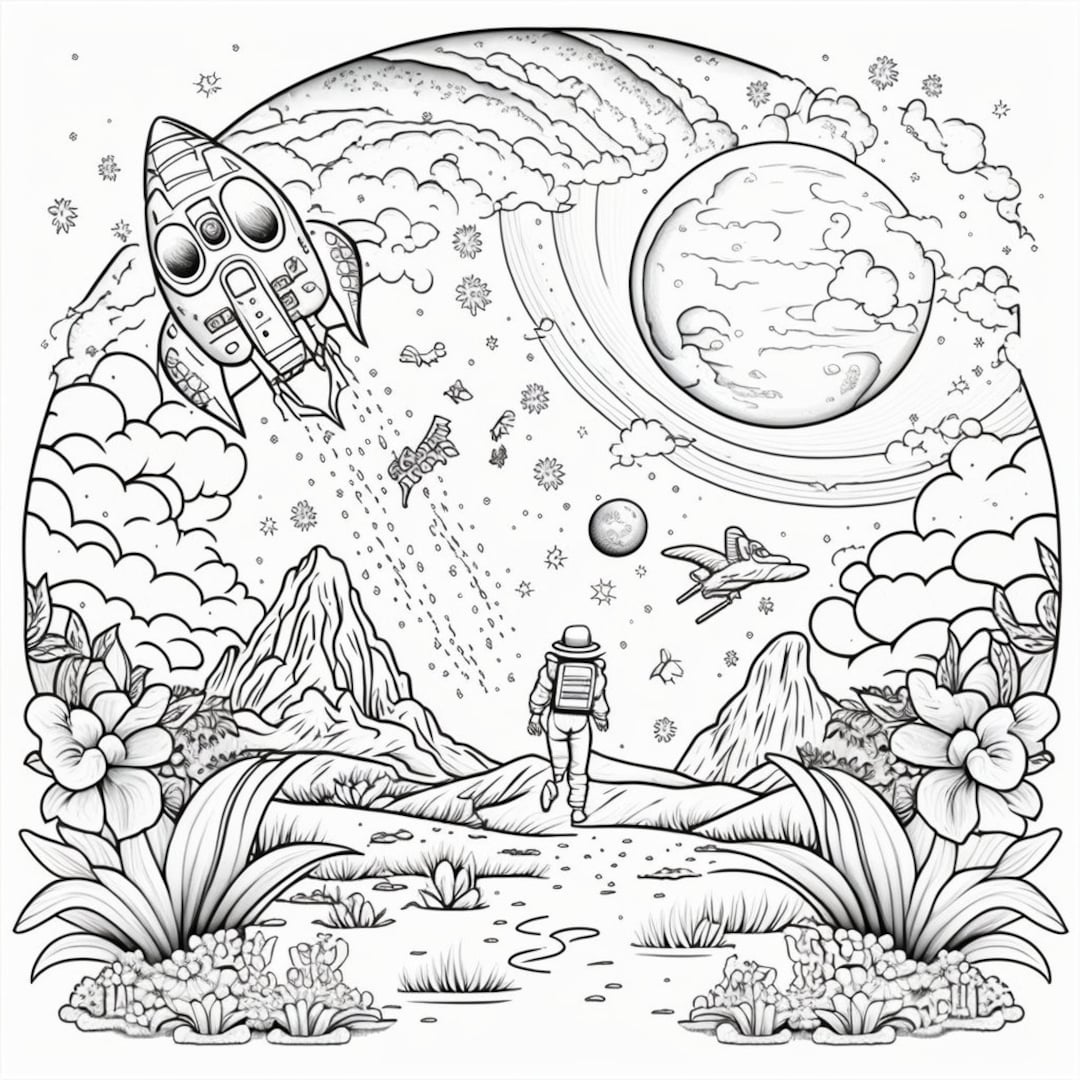 Kids Space Coloring Pages - Etsy