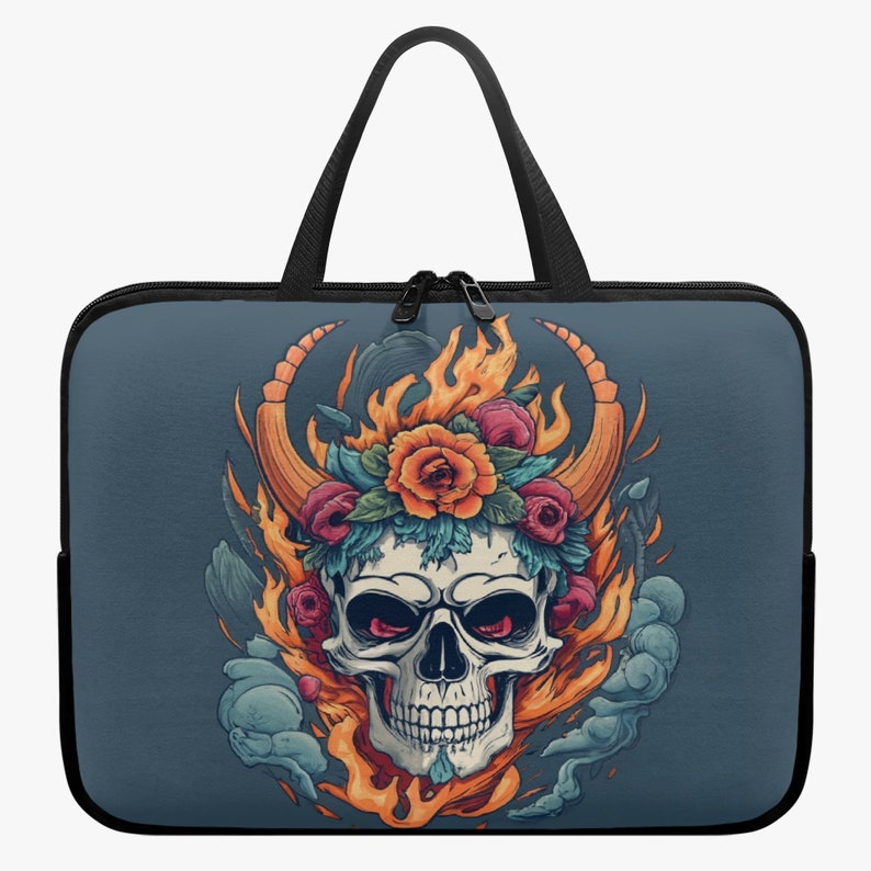 Skull Laptop Tablet Sleeve, Laptop Bag Neoprene Laptop Case W Handle W ...
