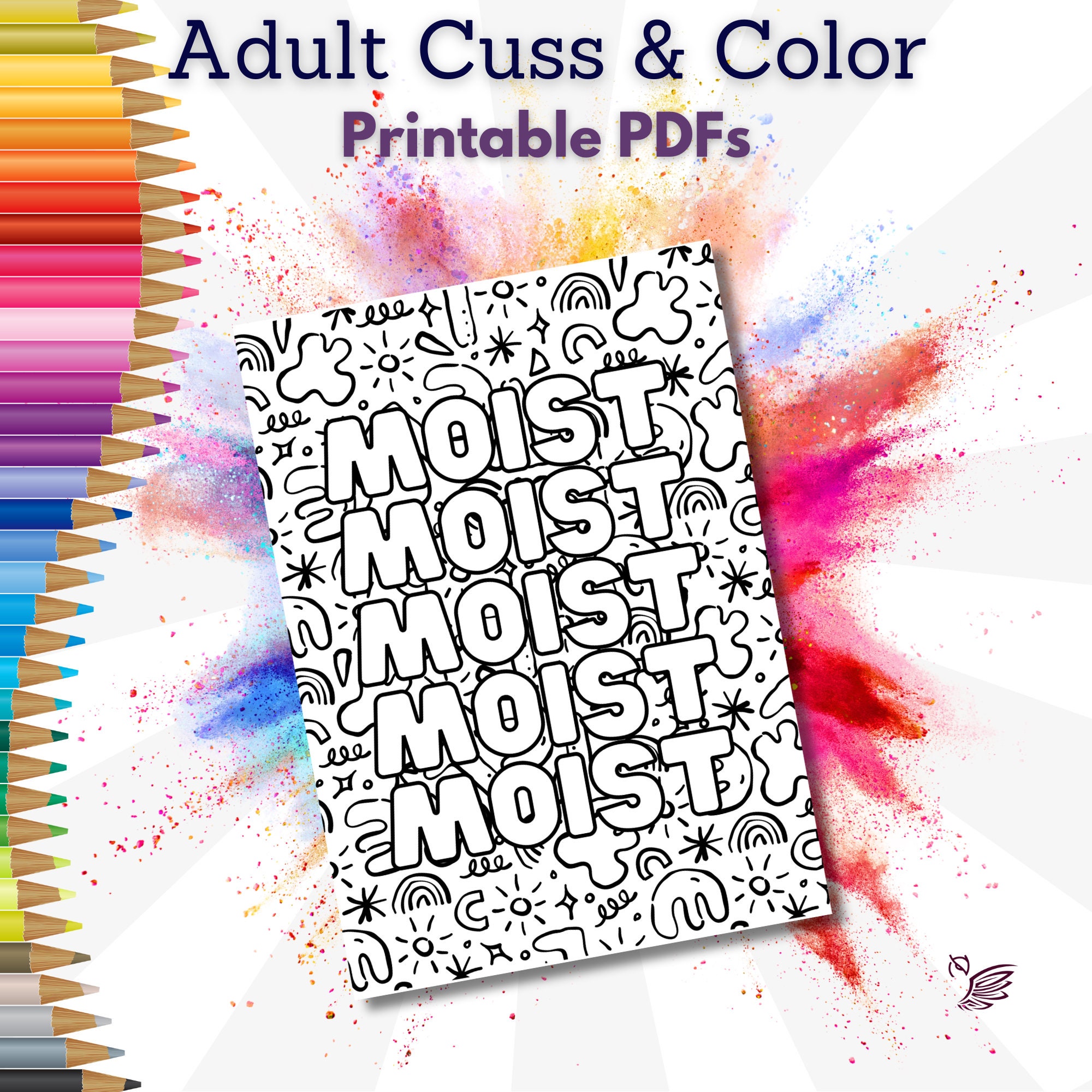 Cuss Word Swear Word Coloring Book Pages, Moist, Printable Adult ...