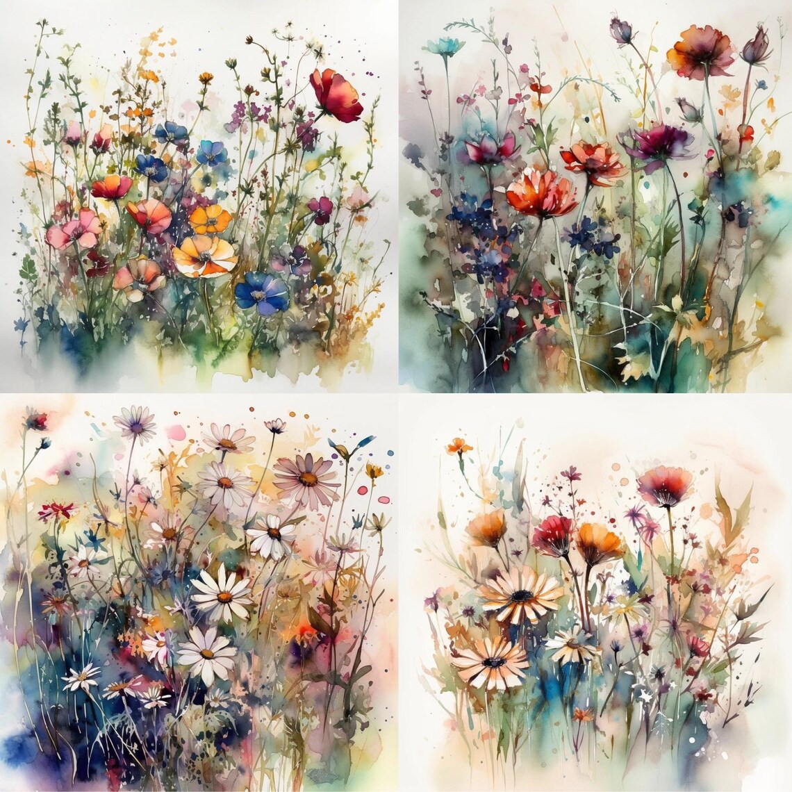 Wild Flowers Art | Watercolor Clipart | Flowers Clipart | Flowers ...
