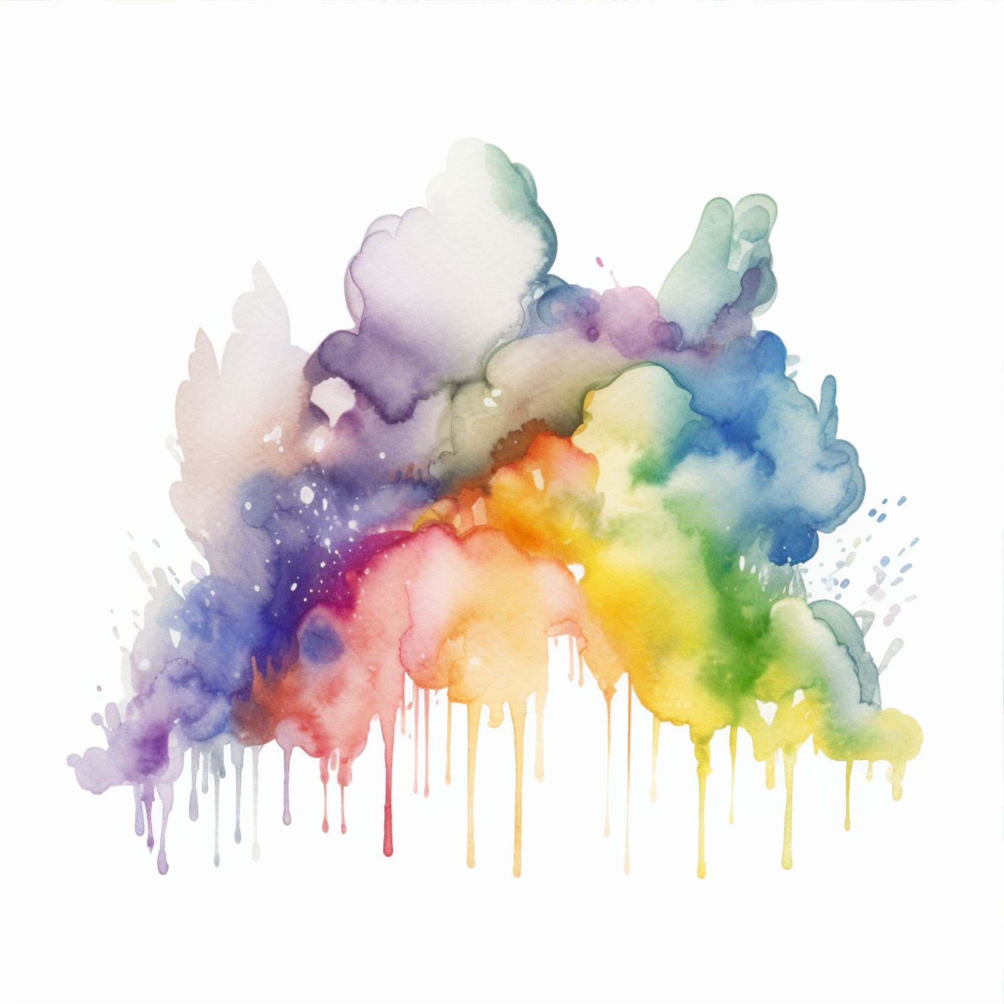 Watercolor Rainbow Digital Art Set of 4 | Landscape Watercolor ...