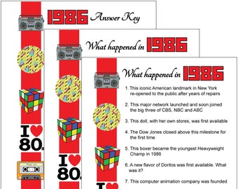 1998 Birthday Party Trivia Game Birthday, Anniversary, Graduation ...