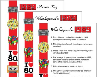 1999 Birthday Party Trivia Game Birthday, Anniversary, Graduation ...