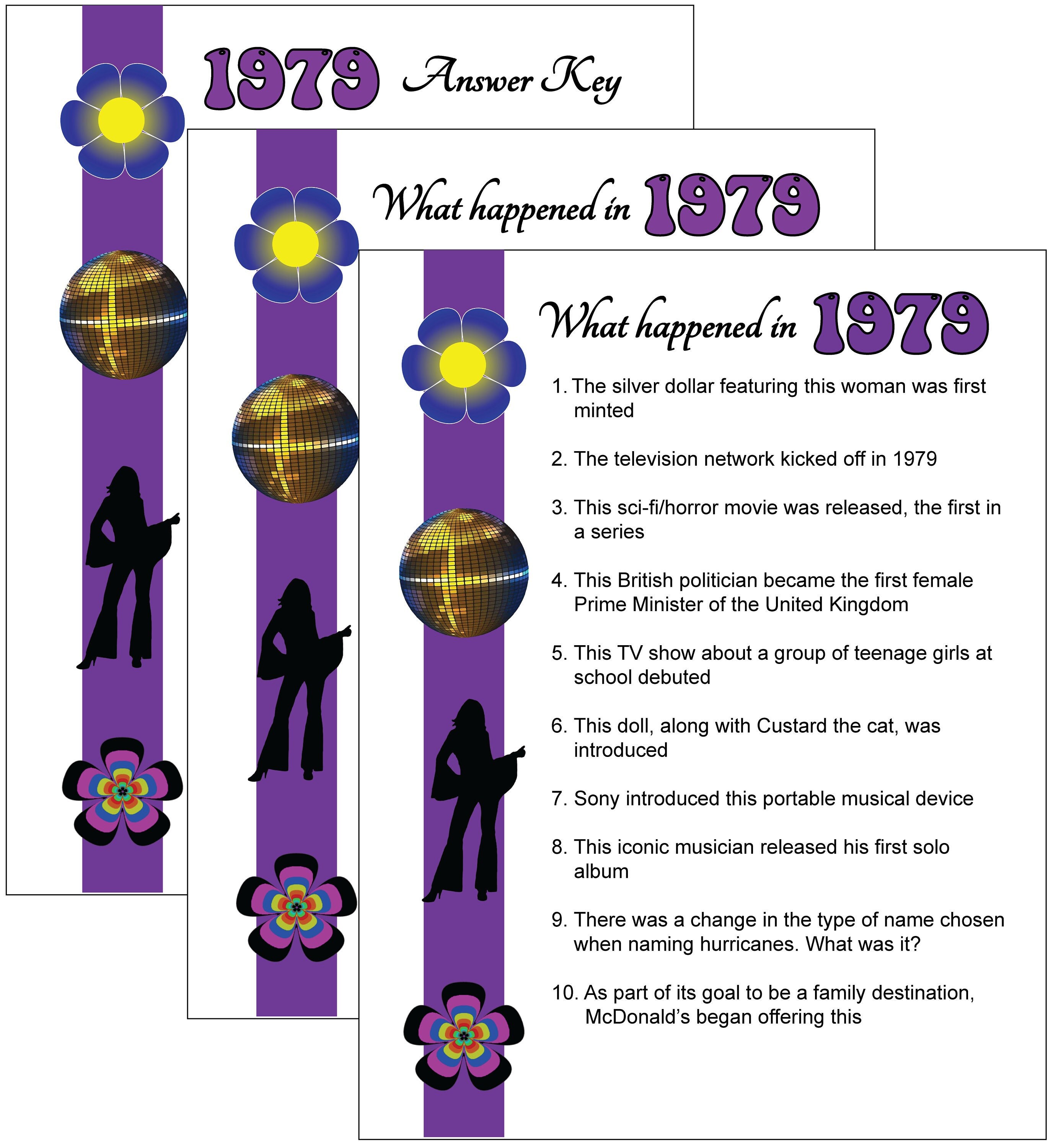 1979 Birthday Party Trivia Game Birthday Anniversary - Etsy