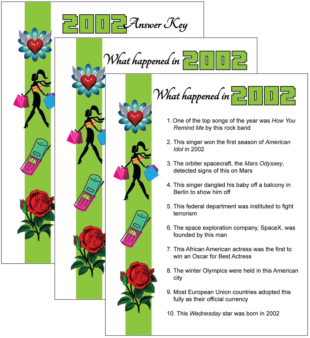 2002 Birthday Party Trivia Game Birthday, Anniversary, Graduation ...