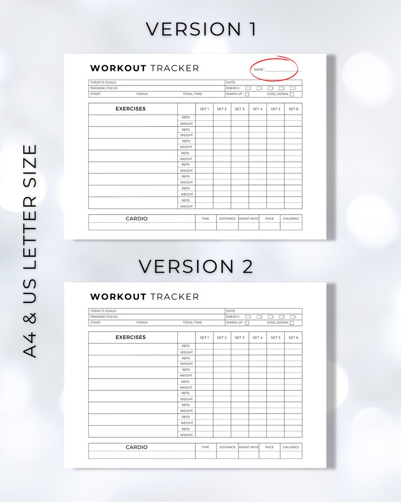 Workout Tracker Printable, Daily Exercise Log, Fitness Journal, Workout ...