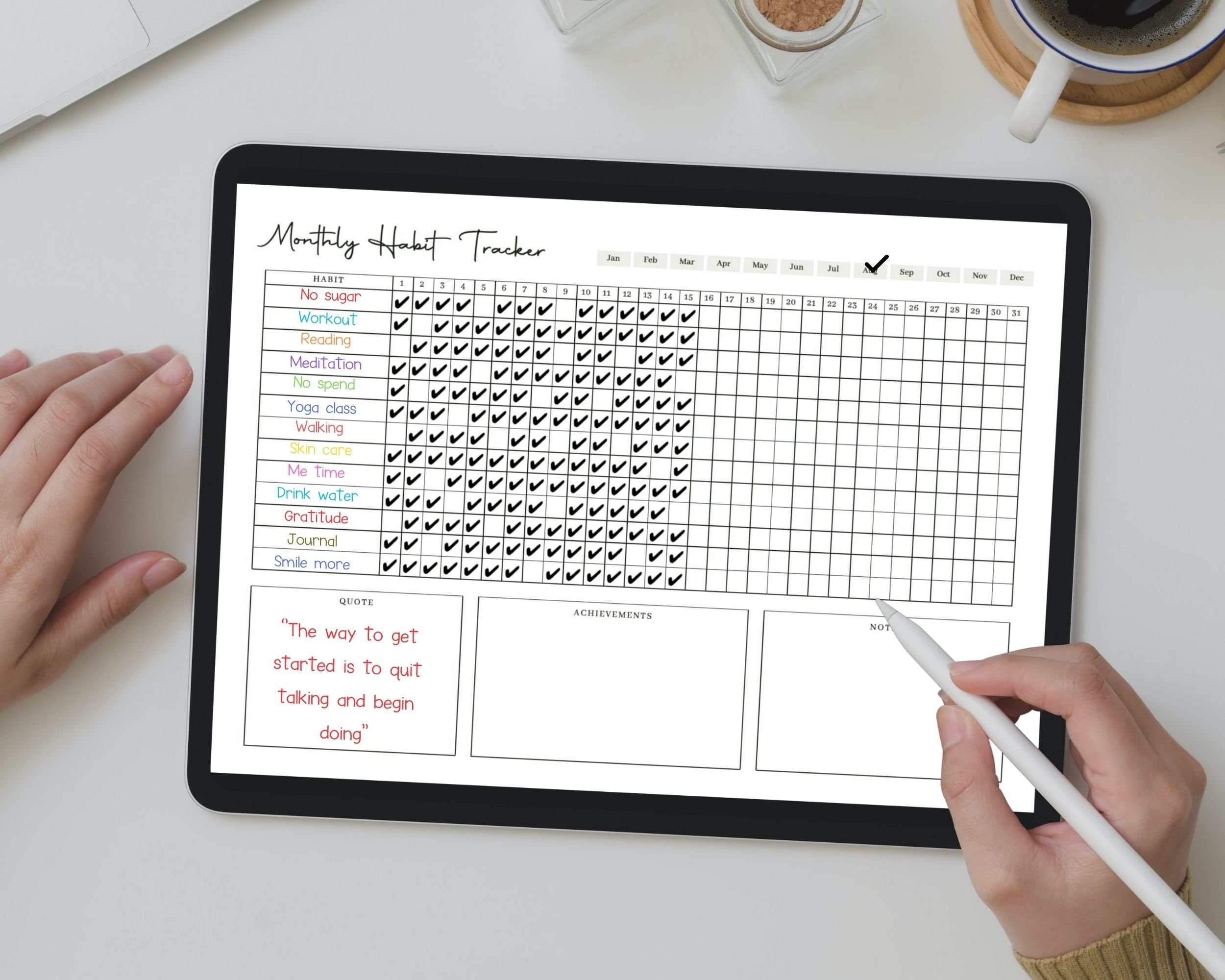 Monthly Habit Tracker Printable Landscape, Habit Tracker Template ...