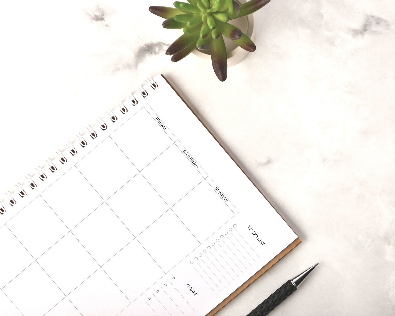 Undated Monthly Planner Printable, Month on Two Pages, Month at a ...