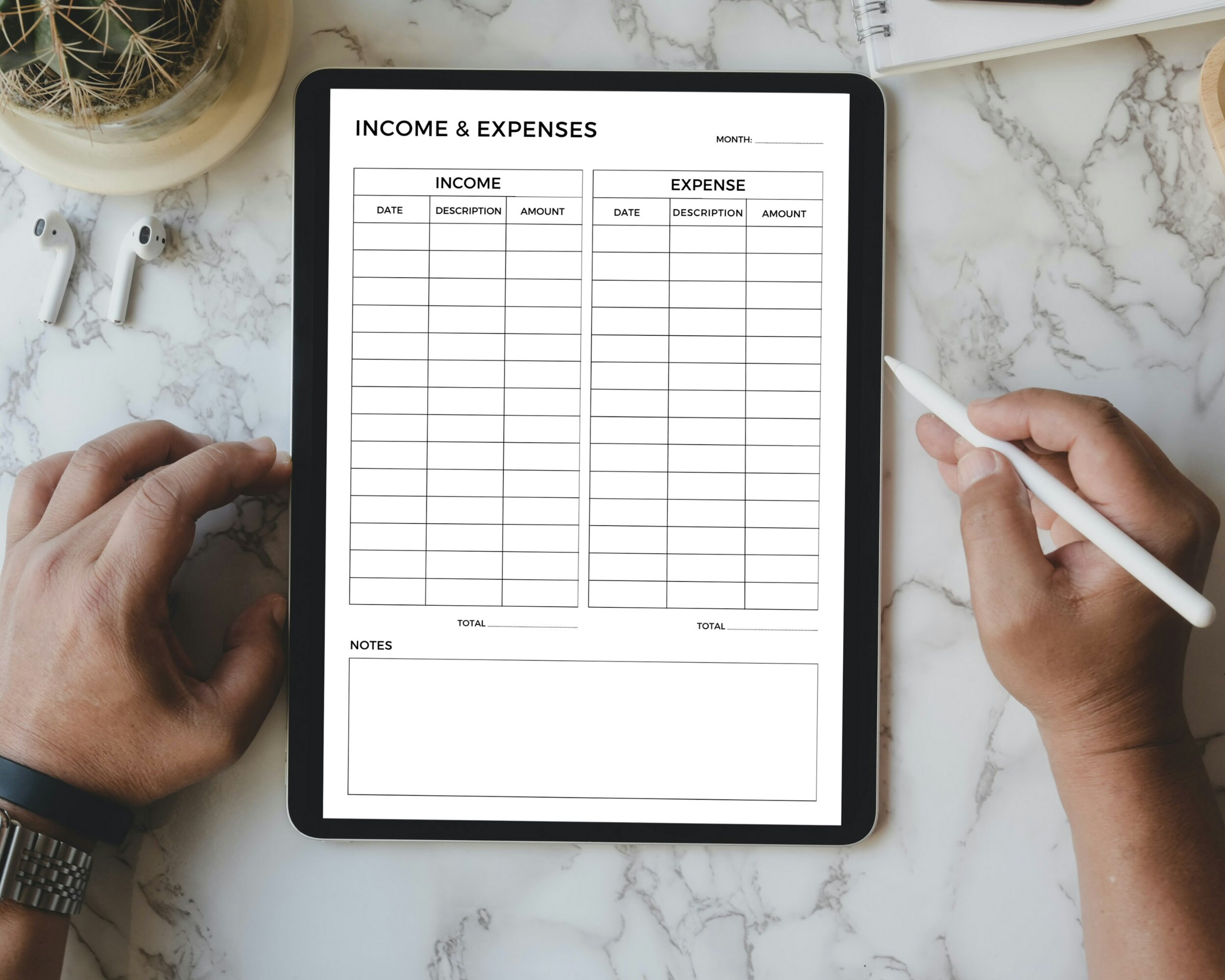 Editable Income Expense Tracker, Financial Planner Printable, Budget ...