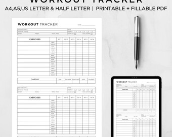 Fitness Tracker Printable, Daily Exercise Log, Fitness Journal, Workout ...