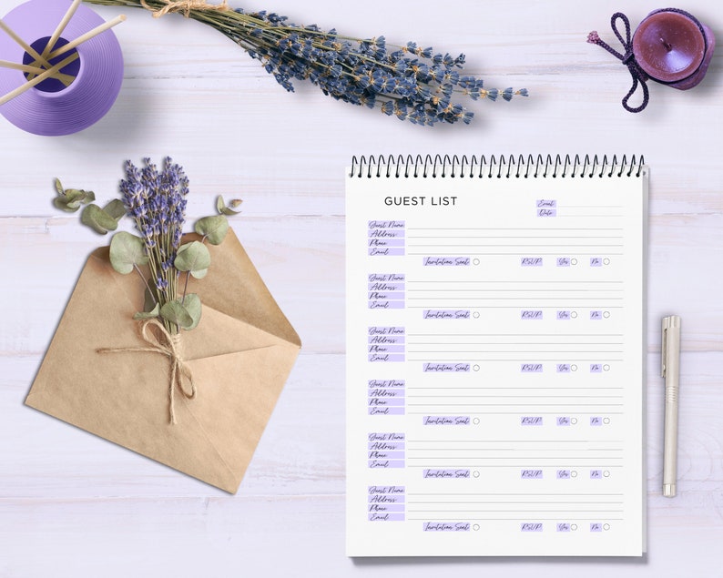Guest List Template, Guest List Tracker, Party, Events, Birthday ...