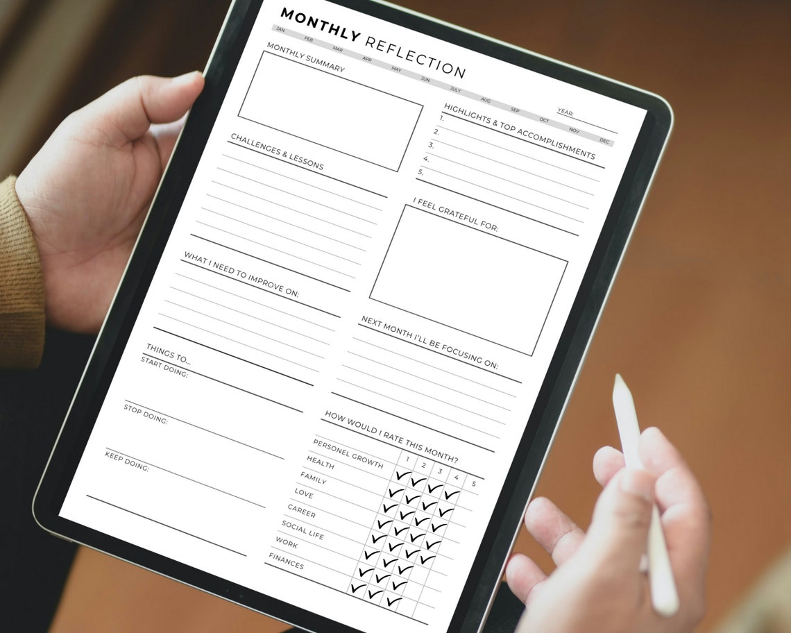 Monthly Reflection, Monthly Review, Monthly Evaluation, Monthly Summary ...