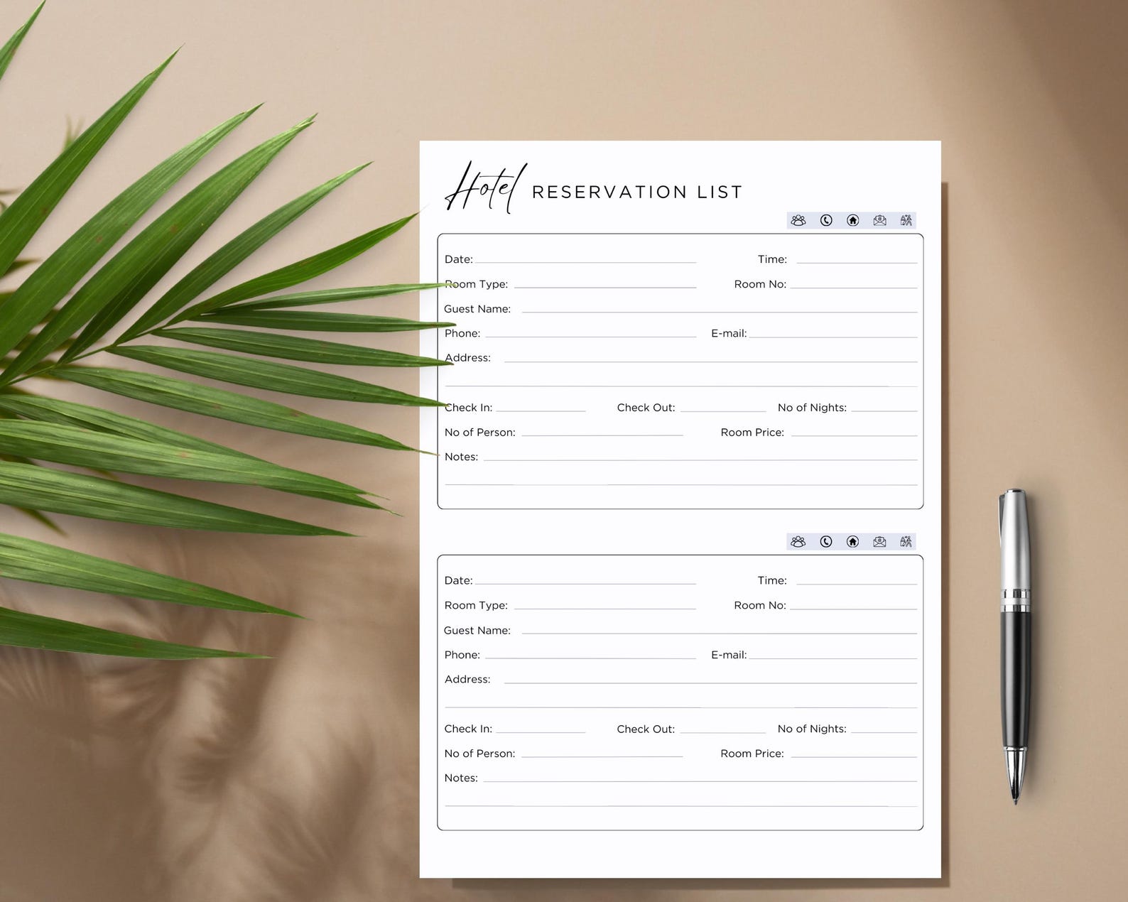 Hotel Guest List, Hotel Reservation List,hotel Guest List Template - Etsy