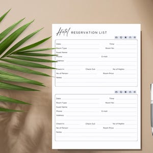 Hotel Guest List, Hotel Reservation List,hotel Guest List Template - Etsy