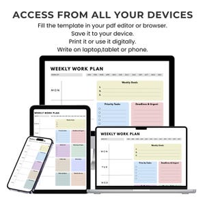 Weekly Work Planner: Schedule Template, Office Organization, Business ...
