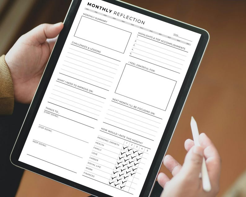 Monthly Reflection Printable Bundle: Review, Evaluation, Summary (a4/a5 ...