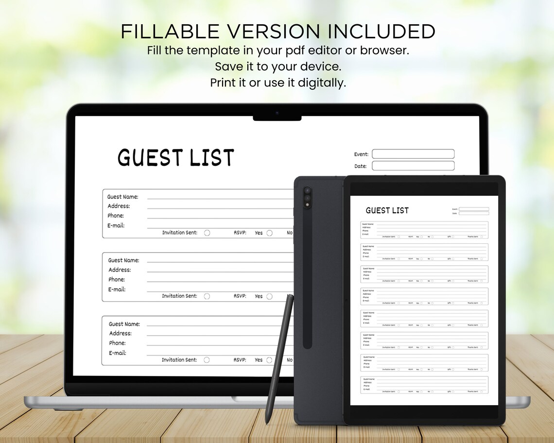 Guest List Template, Guest List Tracker, Party, Events, Birthday ...