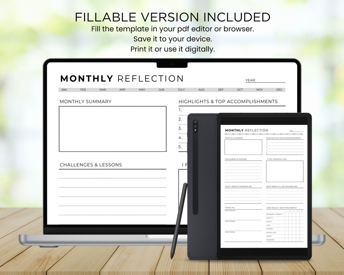 Monthly Reflection, Monthly Review, Monthly Evaluation, Monthly Summary ...
