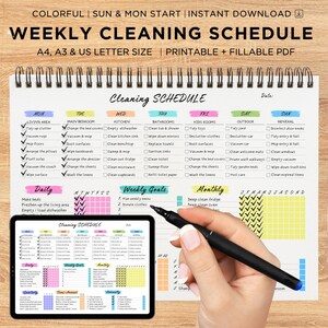 Digital Cleaning Planner, Digital Weekly Cleaning Checklist, Cleaning ...