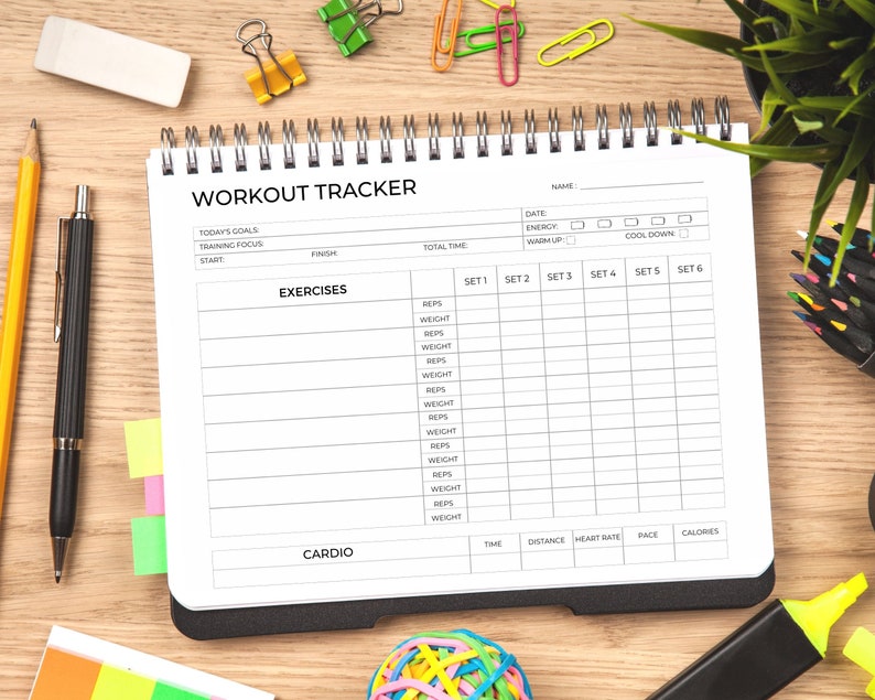 Workout Tracker Printable, Daily Exercise Log, Fitness Journal, Workout ...