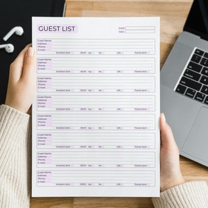 Guest List Template, Guest List Tracker, Party, Events, Birthday ...