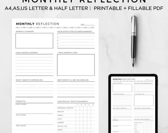 Monthly Review Printable, Monthly Reflection, Monthly Evaluation, Monthly Summary, Insert ...