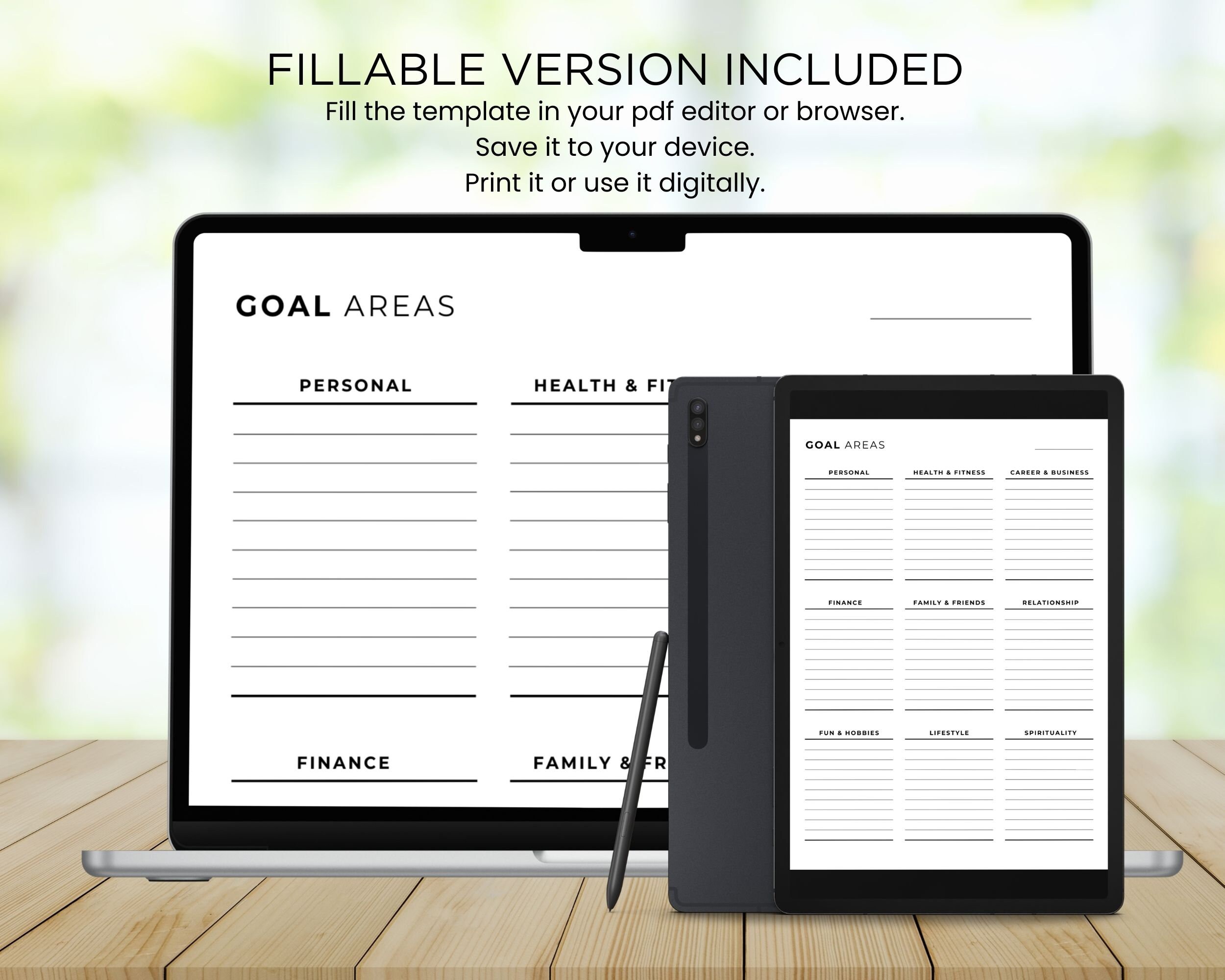 Areas of Life Planner Printable, Goal Planner, Goal Setting ...