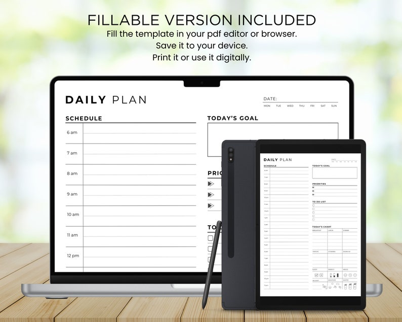 Daily Planner Printable, 24 Hour Planner, Daily Goal Planner, 30 Minute ...