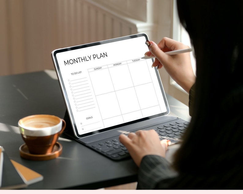 Undated Monthly Planner Printable, Month on Two Pages, Month at a ...