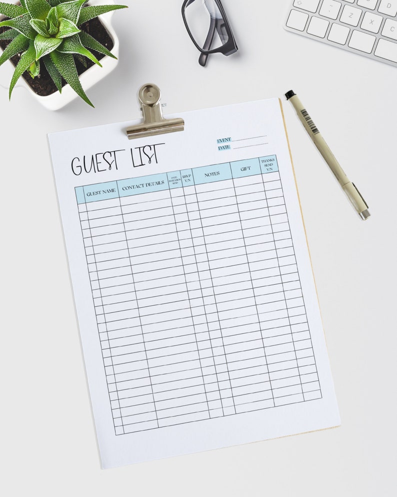 Guest List Template, Guest List Tracker, Party, Events, Birthday ...