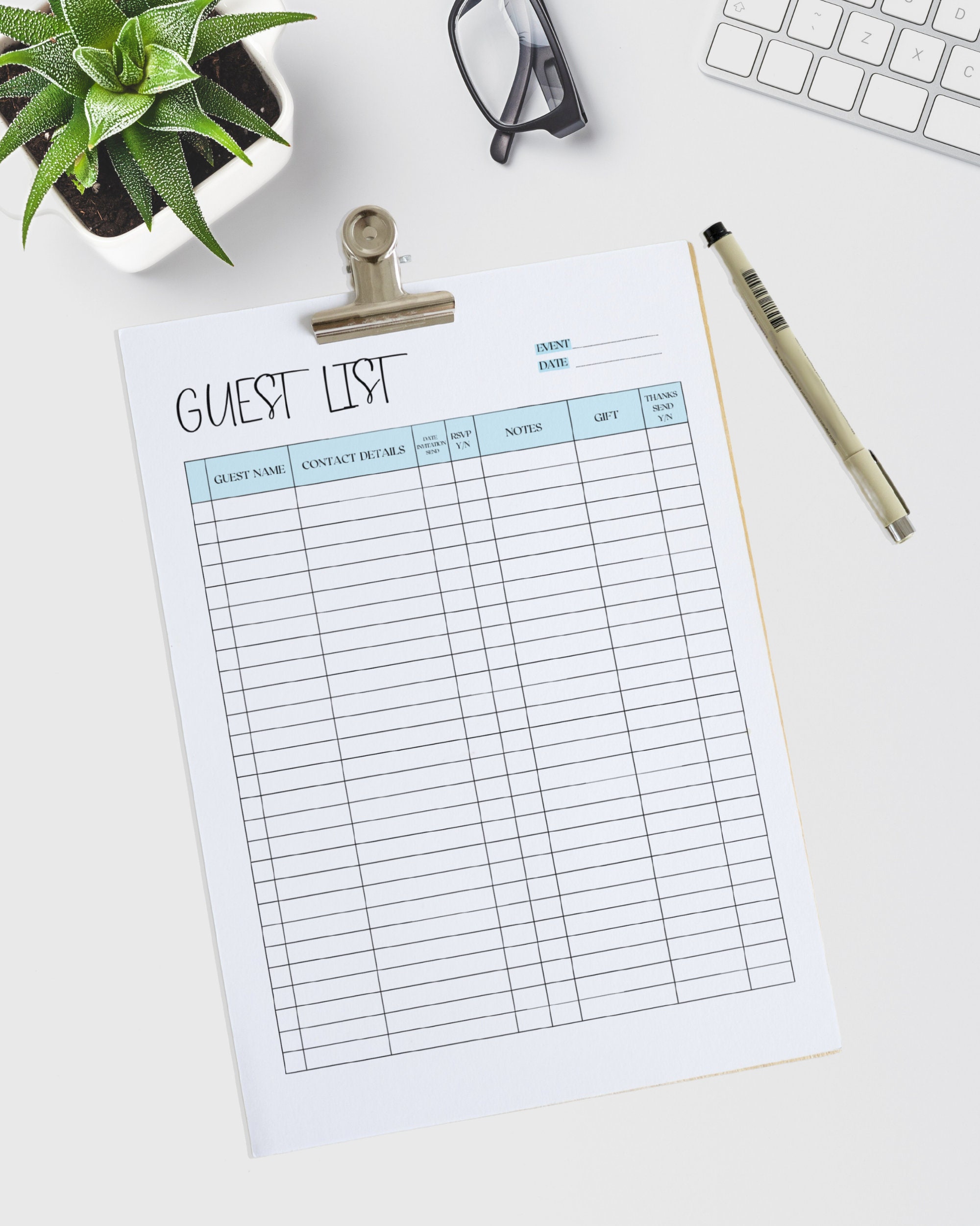 Guest List Template, Guest List Tracker, Party, Events, Birthday ...