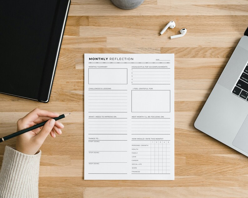 Monthly Reflection, Monthly Review, Monthly Evaluation, Monthly Summary ...