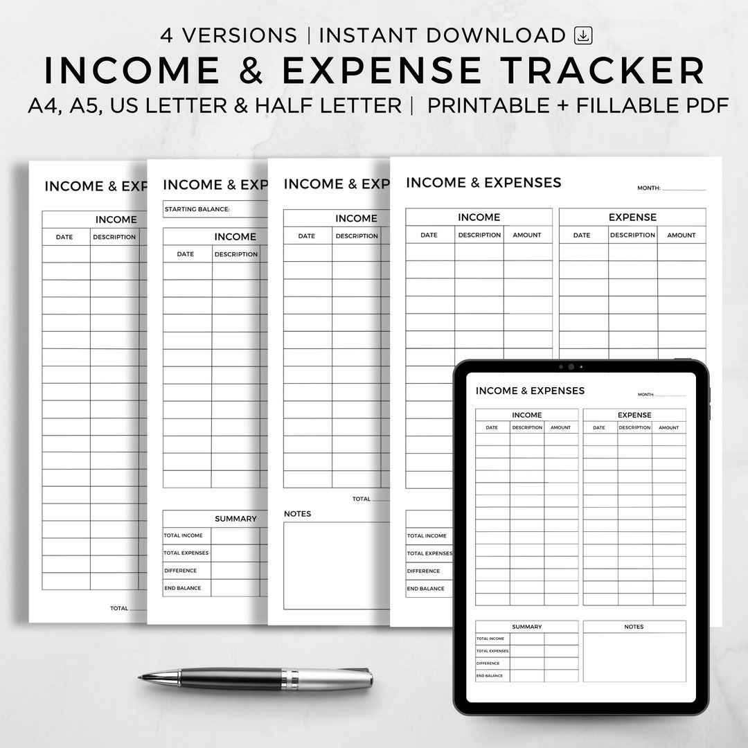 Editable Income Expense Tracker, Financial Planner Printable, Budget ...