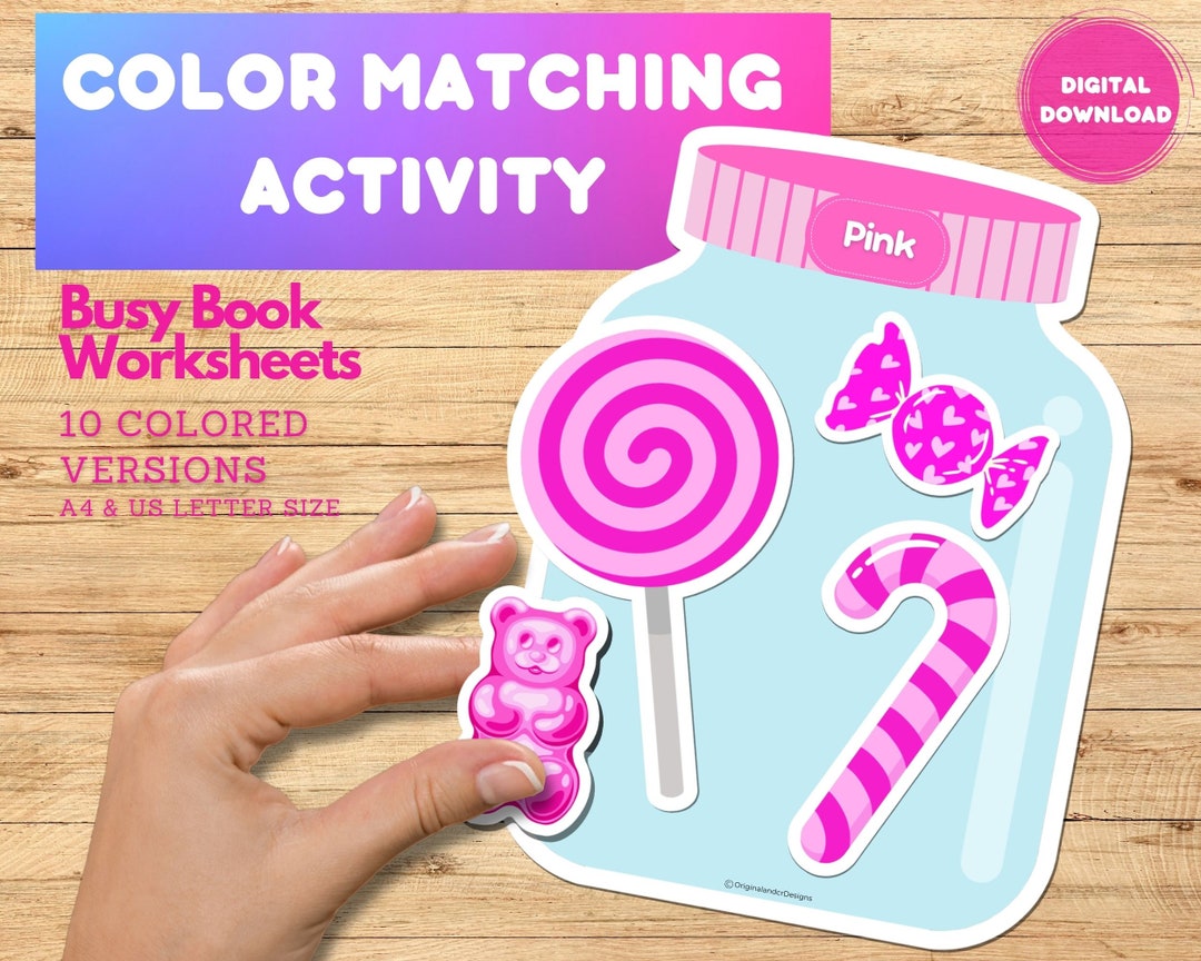 Color Matching Worksheets Sorting Colors in Jars Color - Etsy