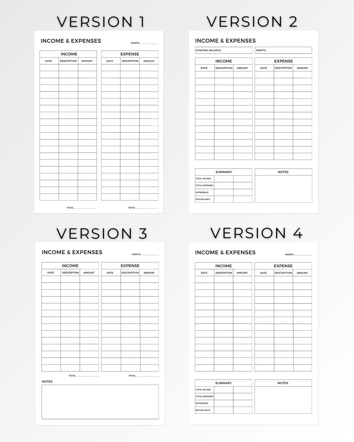 Editable Income Expense Tracker, Financial Planner Printable, Budget ...