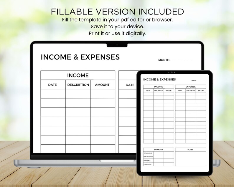 Editable Income Expense Tracker, Financial Planner Printable, Budget ...