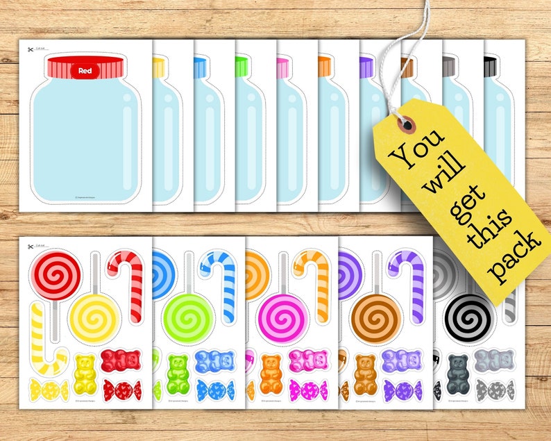 Color Matching Worksheets Sorting Colors in Jars Color - Etsy